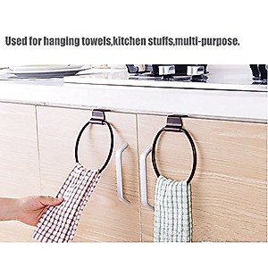 Fashionclubs Iron Towel Ring Over-The-Cabinet Door for Kitchen and Bathroom,Bronze (2)