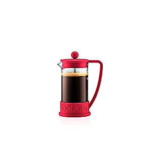 Bodum Brazil French Press Coffee Maker with Borosilicate Glass Carafe, 34 Ounce, Warm Red
