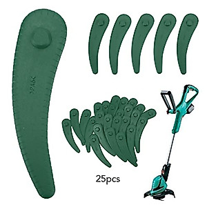 Lawn Mower Accessories Durable Flexible ABS Lawn Mower Blades 25 Pieces for Garden (Green)