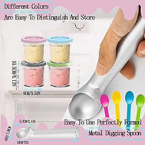 NLXCXUCY 4 Pack Containers Replacement for Ninja Creami Pints and Lids with 160pcs Waterproof Removable Labels,16oz Compatible with Ninja NC299AMZ NC300 Series Deluxe Ice Cream Makers Cups