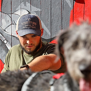 SCRUFFY DOG Premium Adjustable Trucker Hats for Men and Women - Vintage Denim Snapback Trucker Hat for Hikers and Bikers