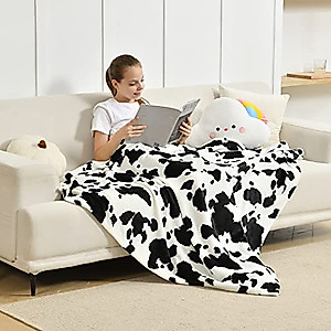 Yaning Cow Print Blanket, Soft Cozy Lightweight Blanket for Kids Adults, Plush Flannel Fleece Throw Blanket for Sofa Couch Bed Decor, Black White, 50x60 inches