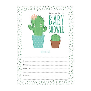 Cactus Gender Neutral 5x7 Baby Shower Invitations - 24 invites and 24 White envelopes