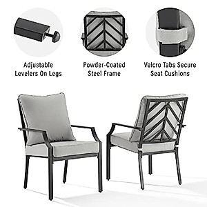 Crosley Furniture Otto 2-Piece Outdoor Chair Set, Dining Patio Chairs for Deck, Backyard, Matte Black with Gray Cushions