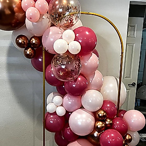 Pink Balloons, 60 Pcs Hot Pink Balloons Set with Rose Gold Confetti Metallic Rose Gold Balloons, 12 Inch Magenta Fuchsia Pink Baby Pink Balloons for Bridal Shower Wedding Girls Birthday Party