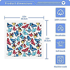 ALAZA Colorful Butterfly Towels Cotton Washcloths Set, Soft Absorbent Quick Dry Face Cloths, Multi-Purpose Fingertip Towels for Bathroom,Hotel,Travel,12'' x 12'' (2 Pack)