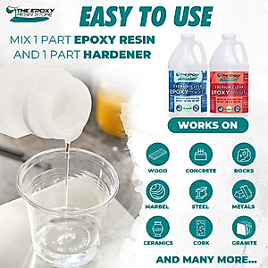Epoxy Resin 1 Gallon Kit - Crystal Clear Epoxy Resin Kit for Art, Craft, Coasters, Jewelry Making, & Tabletop Coatings, Excellent Resin for Beginners and Top Notch Pros