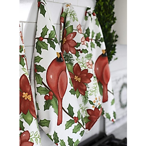 Ritz Dual Print Kitchen Towels, Watercolor Christmas Set, Great Christmas Gift, 100% Cotton, Highly Absorbent, Machine Washable, 4 Pack