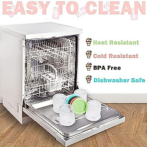 VRINO 2/4/6PCS Creami Pints and Lids, for Ninja Creami,16 OZ Pint Containers Safe and Leak Proof Compatible with NC299AMZ,NC300s Series Ice Cream Makers,Pink+Green-4PCS