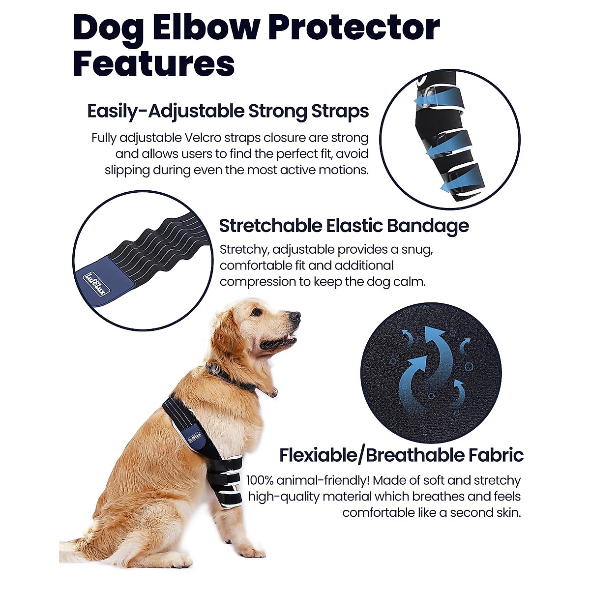LufeLux Dog Elbow Protector, Padded Elbow Brace for Canine, Shoulder Support Protection for Callus, Hygroma, Dysplasia, Arthritis, Osteoarthritis, Pressure Sores, Avoid Cone of Shame