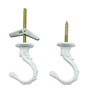 Hxchen 65mm/2.6" Ceiling Hooks - Heavy Duty Swag Hook with Steel Screws Bolts and Toggle Wings for Hanging Plants Ceiling Installation Cavity Wall Fixing White - (2 Sets)