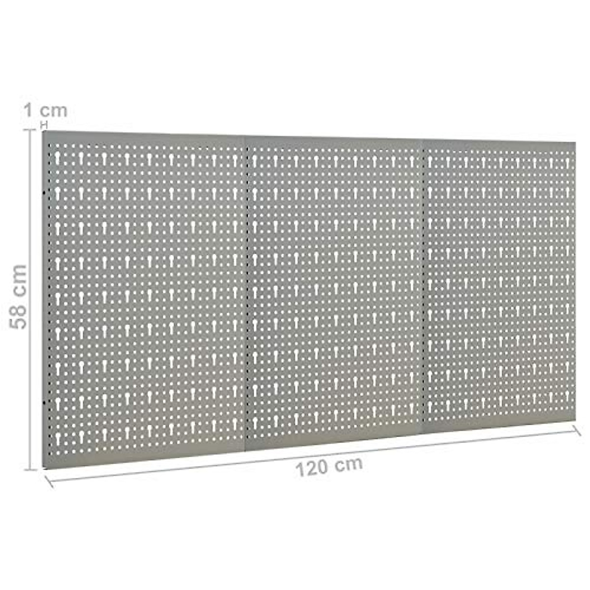 Tidyard 3 Piece Wall-Mounted Peg Boards, Steel Wall Panels with Holes, Metal Tool Pegboards Storage Organizer Gray for Garage, Workbench, Workshop 47.2 x 22.8 x 0.4 Inches (L x W x T)