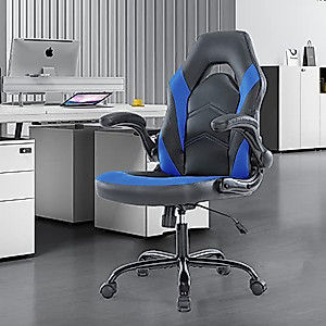 OLIXIS PU Leather Padded Blue Black Gaming Office Desk Chair