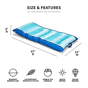Big Joe Kona No Inflation Needed Pool Lounger with Headrest, Fade Aqua Double Sided Mesh, 5.5ft Big