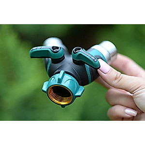 Riemex Metal Garden Hose Splitter Upgraded 2024, 2 Way Y Hose Connector, Easy Grip Splitter, Sturdy Connector with 3/4 "Connector and Rubberized Grip for Garden, 1 Pack