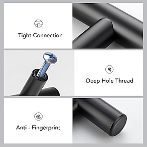 Home Expert 5 Pack 10 Inch Black Cabinet Handles Matte Black Cabinet Pulls Black Dresser Drawer Pulls Stainless Steel Kitchen Cabinet Handles Matte Black 10-1/2 Inch Overall Length