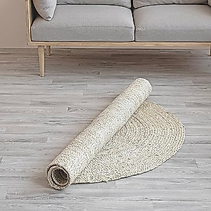HOMEMONDE Farmhouse Jute Rugs Hand Braided Natural Fiber Oval Shape 4 X 6 Feet Rug Carpet for Living Room, Bedroom - Off White