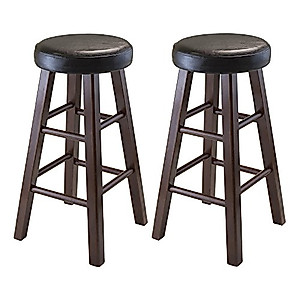 Winsome 3-Piece Harrington Drop Leaf High Table with 2 Cushion Round Seat Stools, 24-Inch, Brown