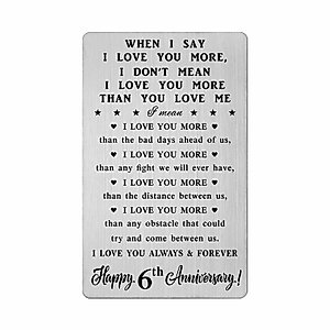 CPLJW 6 Year Anniversary Card Gifts for Her, 6th Sixth Romantic Wedding Anniversary Wallet Card Gifts
