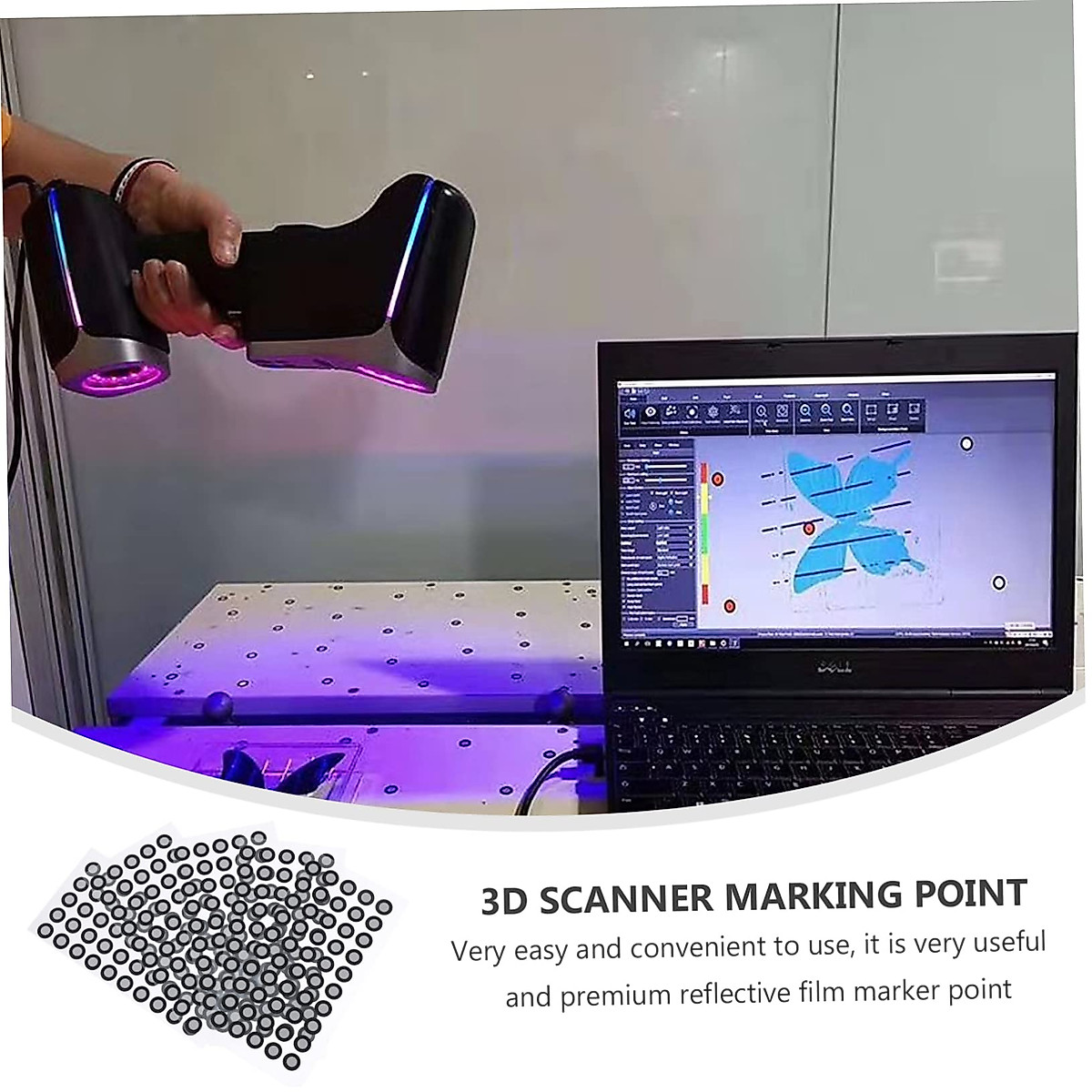 Hemoton 5 Sheets Scanner Marking Point 3D Scanning Marker 3D Scanner Targets Scanning Dots Negative Scanner Lidar Stickers 3D Scanning Reflective Point Reflective Film Adhesive Magnetic