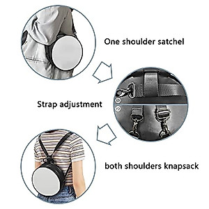 Boatee Colorful Floral Leather Tote bag for Women, Travel Shoulder Backpack Adjustable Strap Zip Bags, Girls Small Round Tote Bags