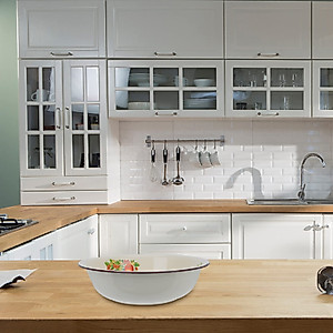 YARDWE Retro Enamel Bowl, Enamel Basin Enamel Soup Basin Enamel Bowl Plate Enamel Mixing Bowl for Salads, Vegetables, Soups, Fruits ( 26cm/ 10. 2inch Random Style )