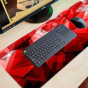 Benvo Extended Mouse Pad Large Gaming Mouse Pad- 35.4x15.7x0.12 inch Computer Keyboard Mouse Mat Non-Slip Mousepad Rubber Base and Stitched Edges for Game Players, Office, Study, Irregular Pattern
