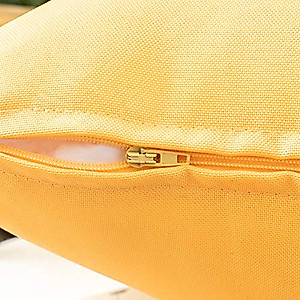 Woaboy Pack of 2 Waterproof Throw Pillow Covers Decorative Farmhouse Lumbar Square Pillowcase Solid Cushion Cases for Patio Garden Porch Sofa Living Room Yellow 18x18 inch