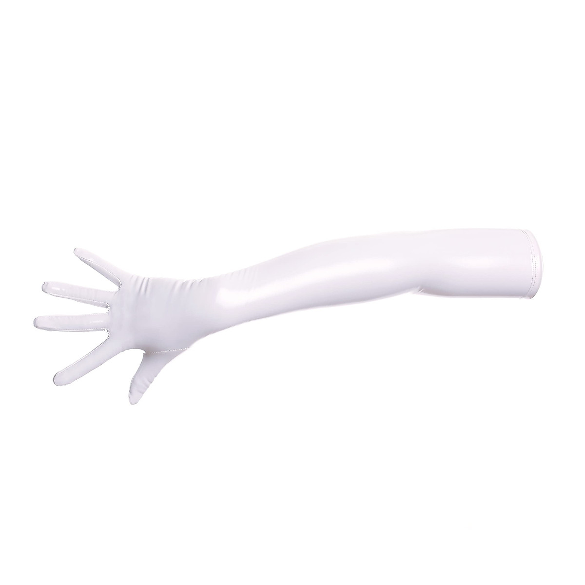 Ftshist Long Sexy Shiny Latex Elbow Length Gloves Patent Leather Long Arm Gloves for Women (White, 24'' M)