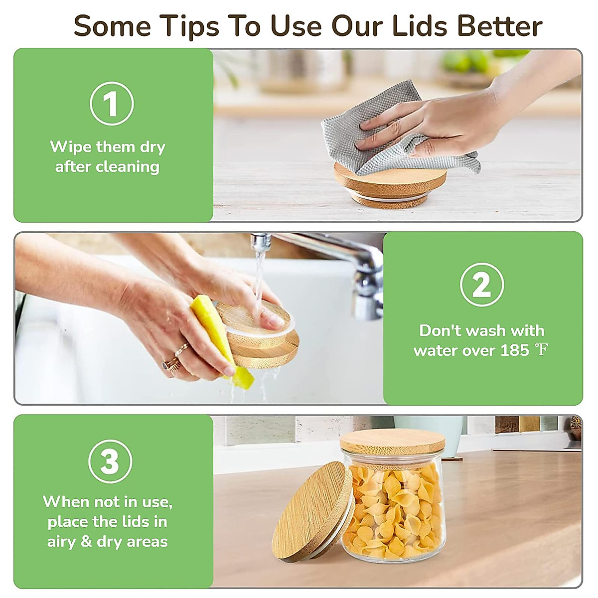 yeesport 12 PCS Yogurt Jar Lids, 2.6 Inches Bamboo Jar Lids for Yogurt Jars, Food Fruit Candy Can Lids with Silicone Sealing Rings, Yogurt Jar Lids With DIY Function