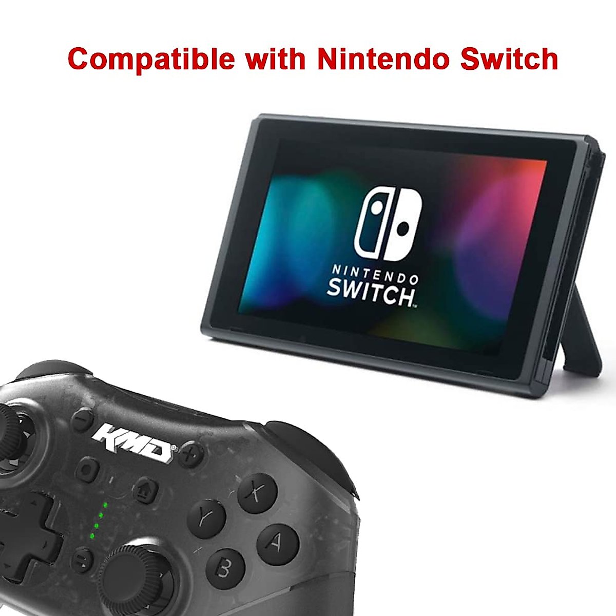 KMD Official Licensed Wireless Pro Controller for Nintendo Switch, PC, MacOS and More - Built in Turbo & Other Features - Black