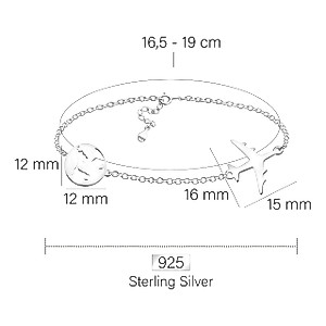 Sofia Milani - Solid 925 Sterling Silver Bracelet for Women - World Map Airplane Pendant - B0291