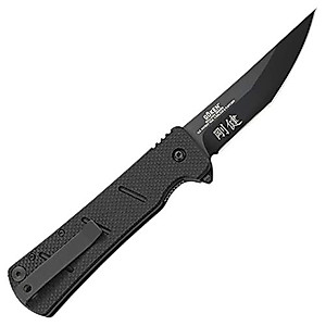 CRKT Goken Pocket Knife: EDC Folding Knife with Liner Lock, Field Strip Technology, Black EDP Osoraku Zukuri Modified Tanto Blade and G10 Handle 2920