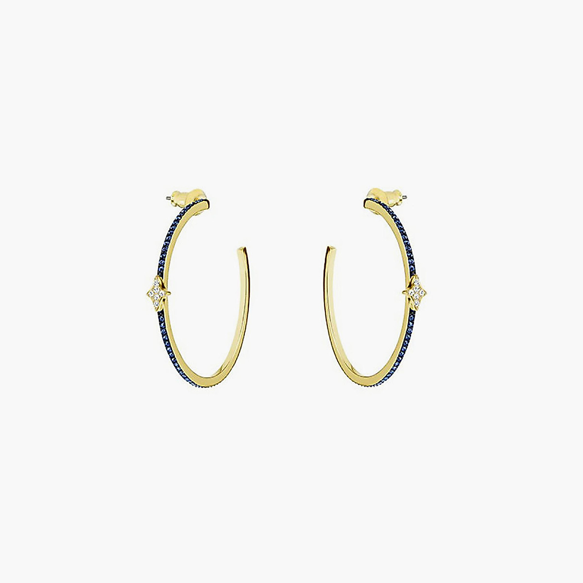 Swarovski Duo Moon Pierced Earrings, Teal, Mixed Plating