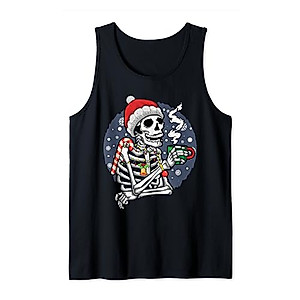Cool Skeleton Drinking Chocolate Winter December Christmas Tank Top