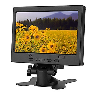 7 inch LCD Monitor, 16:9 800:1 1024x600 250cd/m² LED Backlight Widescreen 1080P HD Monitor Mini Screen w/Speaker,Support HDMI/VGA/AV,for/Car Display/CCTV(US)