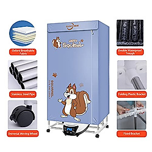 KOFOHON Apartment Clothes Dryer Portable Heated Laundry Drying Rack Remote Control Low Noise 1600W-1.6Meters for RV Camping Home110V