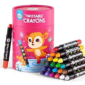 Jar Melo Jumbo Crayons for Toddlers, 24 Colors Twistable Crayons Non Toxic Washable Crayons, Silky Large Crayons, Safe for Babies and Children Gifts
