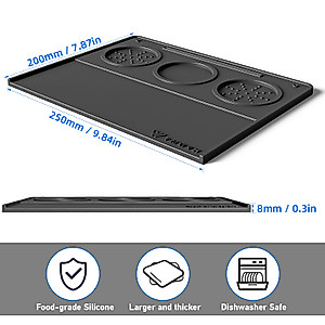 Espresso Tamping Mat, YMWVH Silicone Coffee Tamper Mat, Food Grade & Non-Slip Espresso Tamping Station Espresso Accessory, 9.84inch x 7.87inch