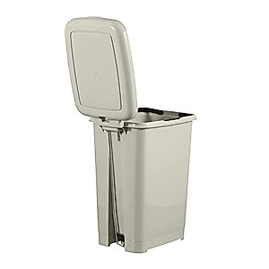 Superio 6.5 Gal Slim Step On Pedal Plastic Trash Can, Waste Bin for Under Desk, Office, Bedroom, Bathroom- 26 Qt, Greige 2 Pack