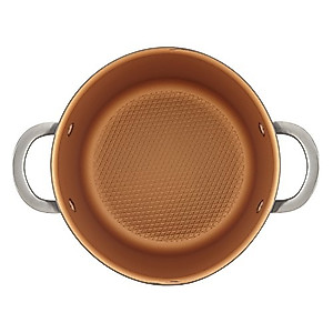 Ayesha Curry Home Collection Hard Anodized Nonstick Sauce Pan/Saucepan with Lid, 4.5 Quart, Charcoal Gray