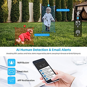 JOOAN 3MP Wireless Security Camera System, 8 Channel Waterproof Security Camera System, 4PCS Night Vision Security Cameras Wireless Outdoor with 1TB HDD, AI Human Detection, Audio Record, Motion Alert