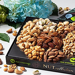 Easter Nut Collection Gift Basket in Elegant Box (7 Assortments) Gourmet Food Bouquet Arrangement Platter, Birthday Care Package, Healthy Kosher Snack Tray, Adults Men Women