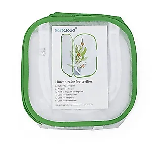 Two Doors Monarch Butterfly Habitat, Insect Mesh Cage, Caterpillar Enclosure Terrarium Pop-up (12 X 12 X 12 Inches)