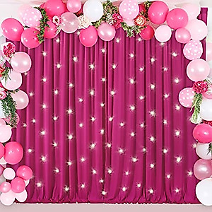 10ft x 10ft Hot Pink Backdrop Curtain for Parties Fuchsia Wrinkle Free Backdrop Drapes Panels for Baby Shower Birthday Photo Photography Polyester Fabric Background Decoration