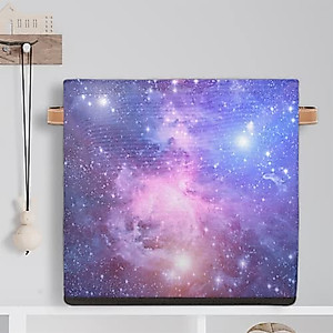 Cube Storage Bins 13 Inch Fabric Storage Basket Galaxy Star Square Storage Bins Collapsible Nursery Storage Bin Organizer Basket Universe Storage Box for Shelves, Closet