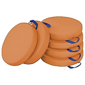ECR4Kids SoftZone Floor Cushions with Handles, 2" Deluxe Foam, Round, Orange, (6-Pack)