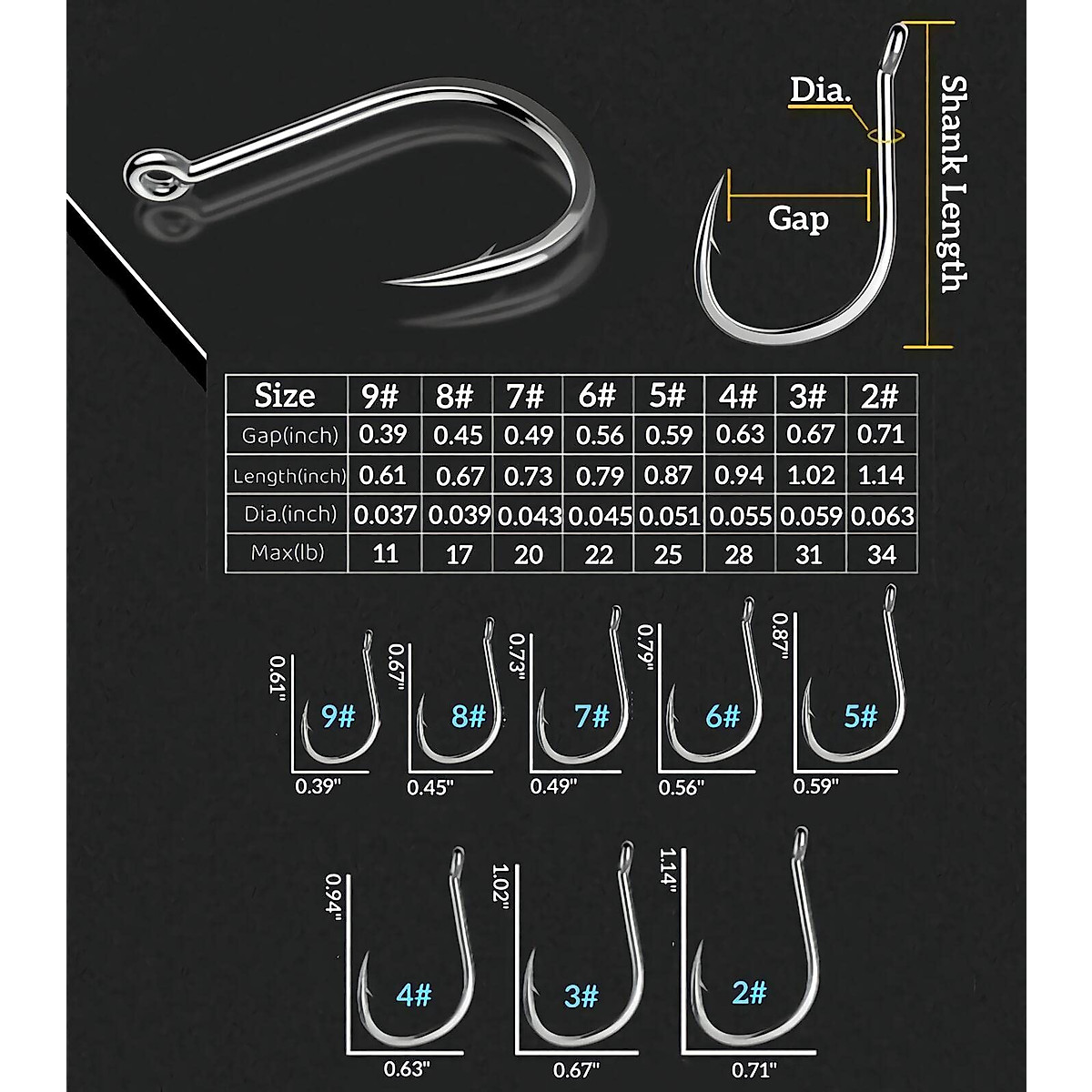 Freshwater Saltwater Bulk Fishing Hooks Set Worm Catfish Hooks Fish Gear Equipment Supplies(800 PCS)