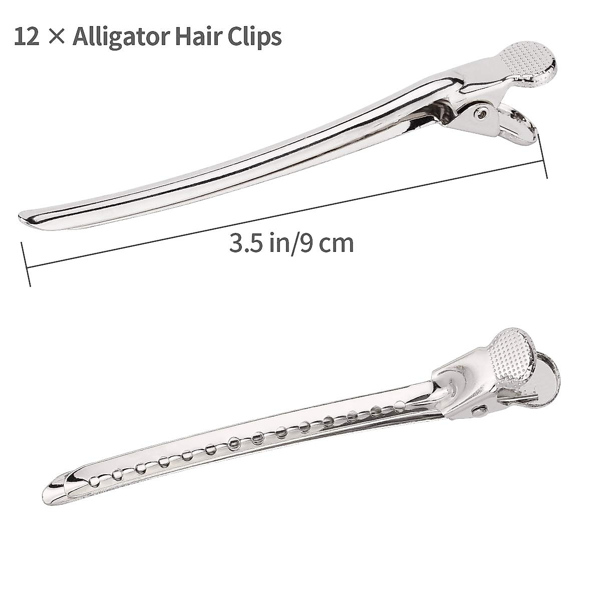 Alligator Hair Clips Metal Duck Bill Hair Clips for Styling - with Holes 3.5 inch Professional Sectioning Clips for Salon and Women Girls Accessories Silver