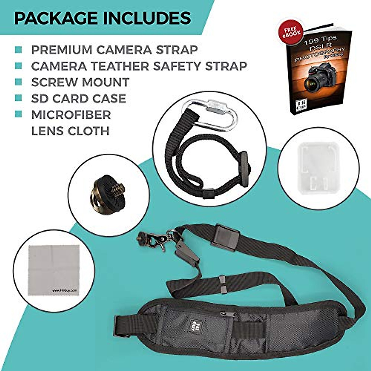 HiiGuy DSLR Camera Strap For Photographer – Extra Long 44 Inch Camera Straps for Photographers – Heavy Duty Polyester Camera Shoulder Strap with Camera Accessories – Ideal for Professionals, Hobbyists